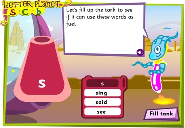 Letter planet: s, c, b